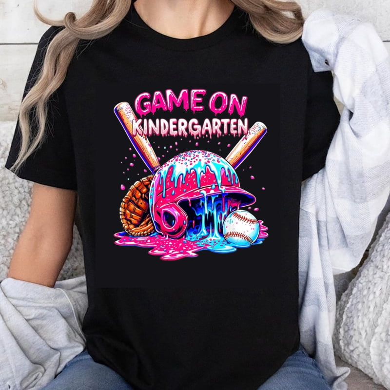 100% Cotton Game On Kindergarten Baseball Helmet T-Shirt - Walmart.com