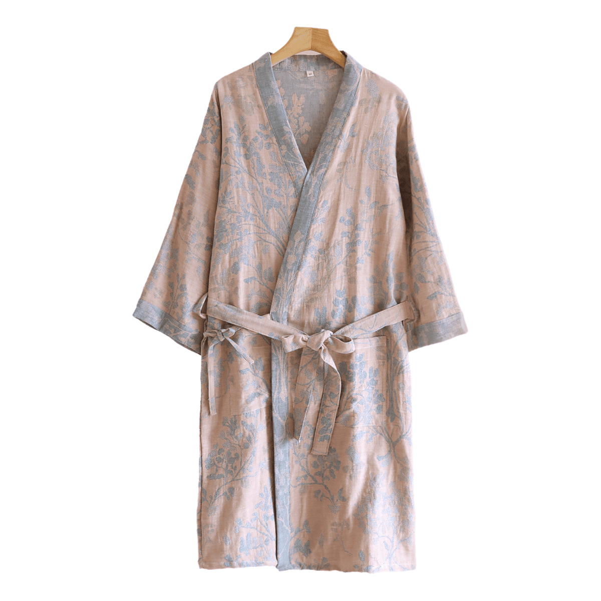 100% Cotton Gauze Couple Bathrobe Double-Layer Kimono Robe for Men and Women, Lightweight ...