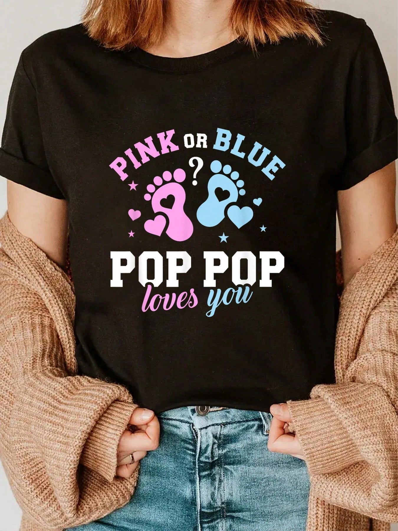100% Cotton Gender Reveal Pop Pop T-Shirt - Walmart.com