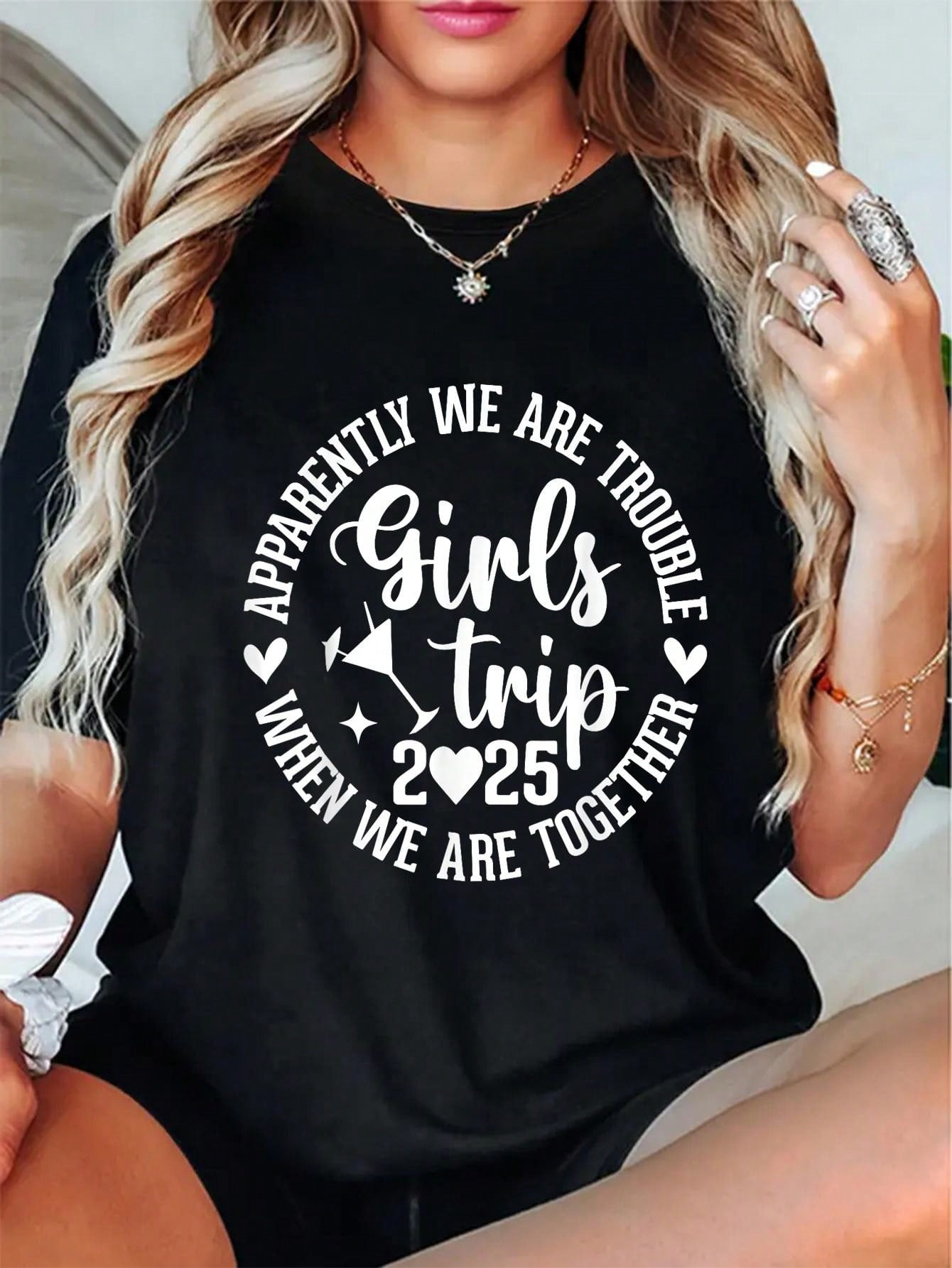 100% Cotton Girls Trip 2025 Womens Weekend Vacation Matching 2025 T ...
