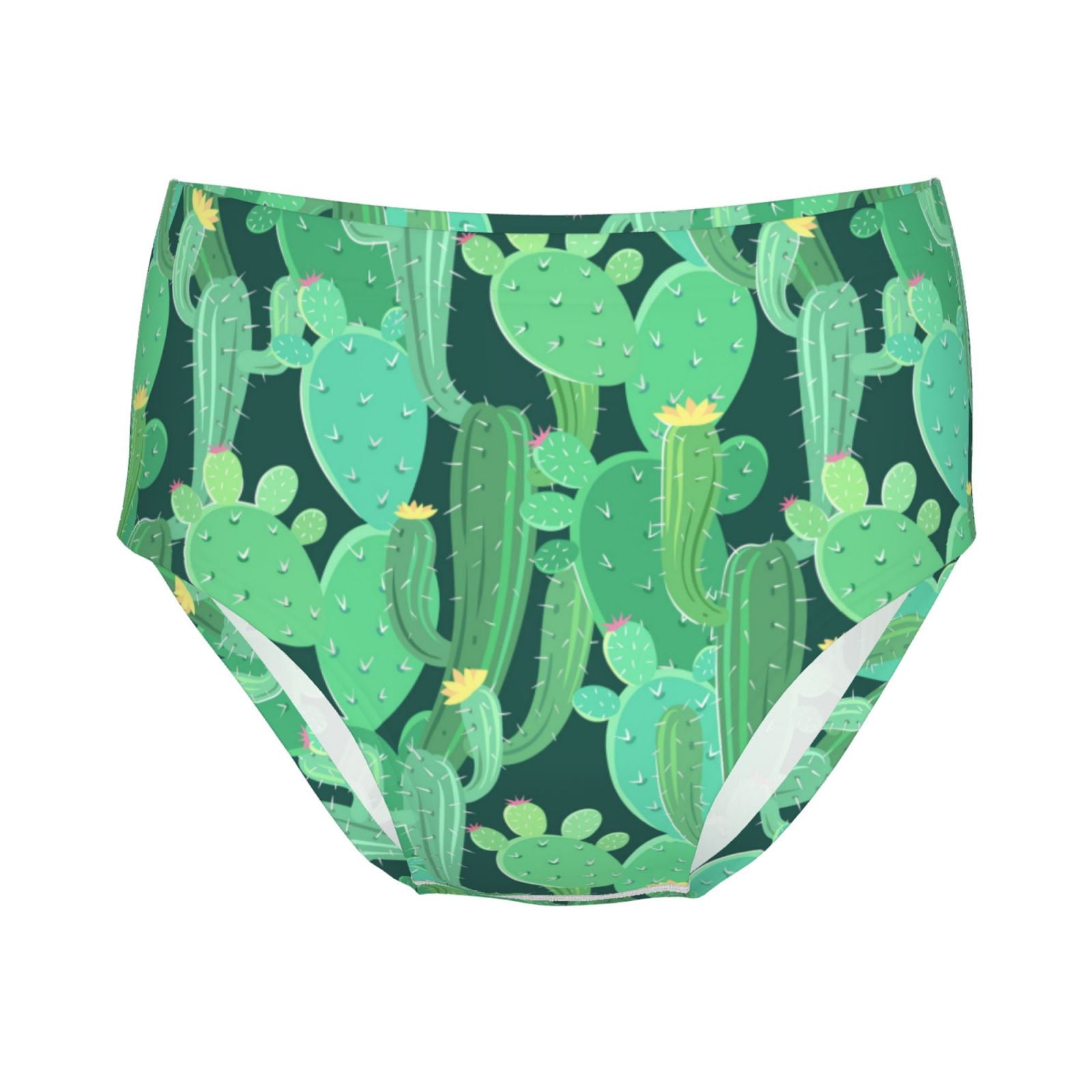100% Cotton Girls Underwear, Cactus green Pattern Soft Toddler Teen Undies, Breathable Juniors ...
