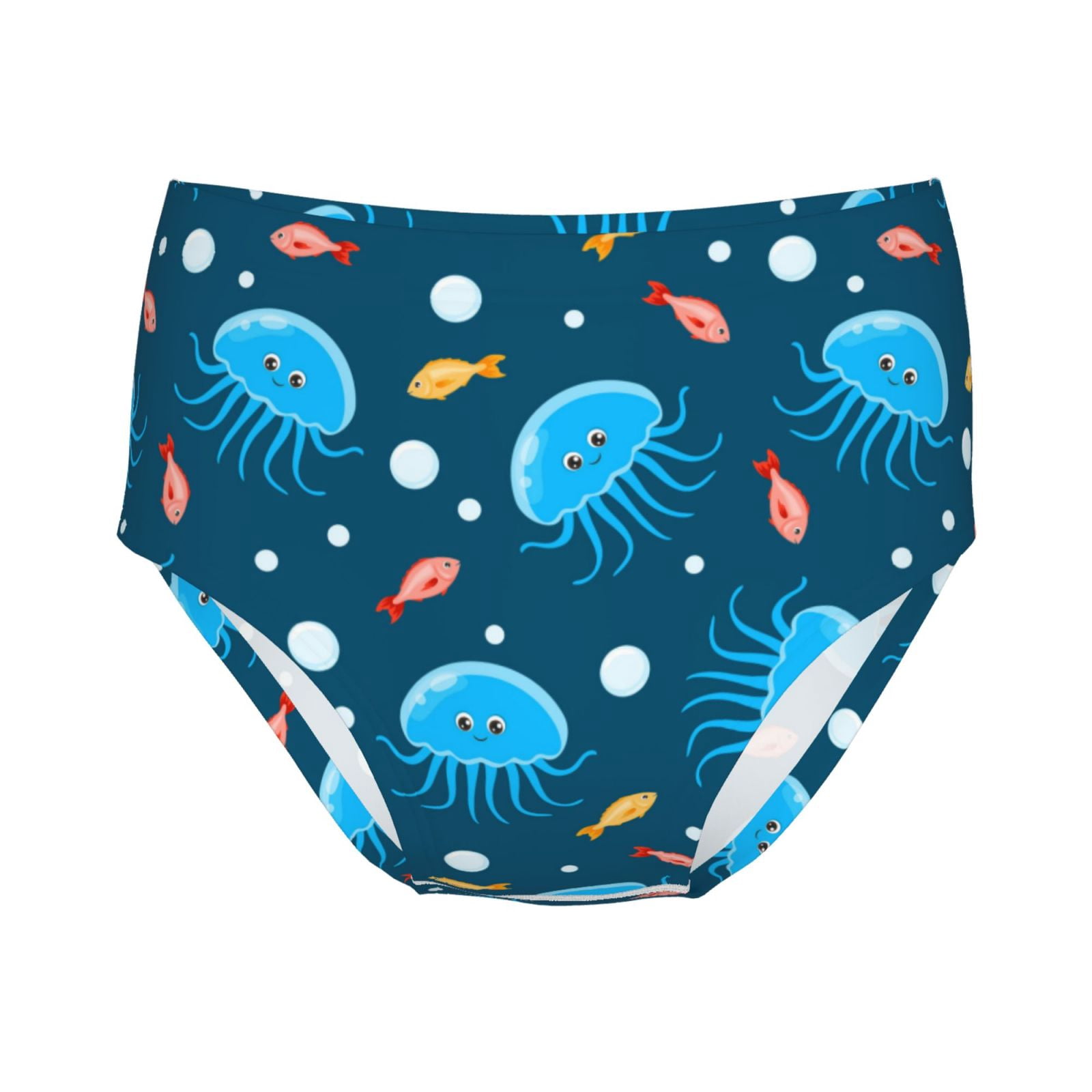 100% Cotton Girls Underwear, Cute Fish Blue Jellyfish Soft Toddler Teen ...