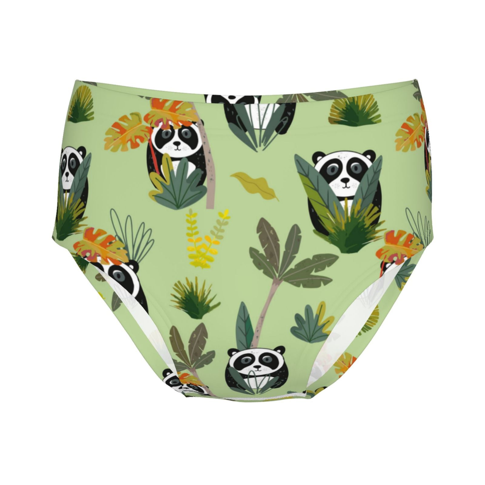 100% Cotton Girls Underwear, Cute Panda Bear In Greenery Forest Soft Toddler Teen Undies ...