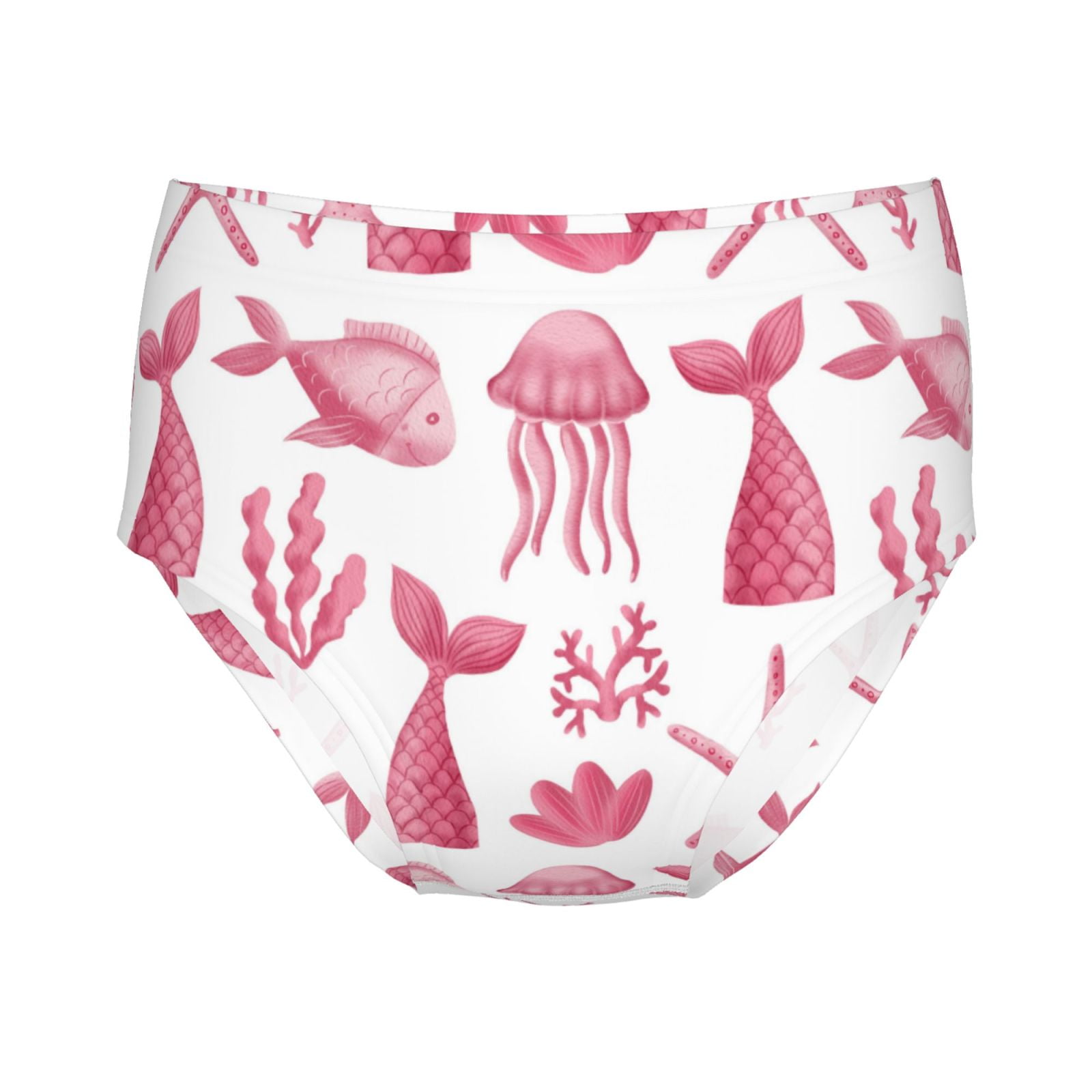 100% Cotton Girls Underwear, Pink Fish Jellyfish Soft Toddler Teen ...