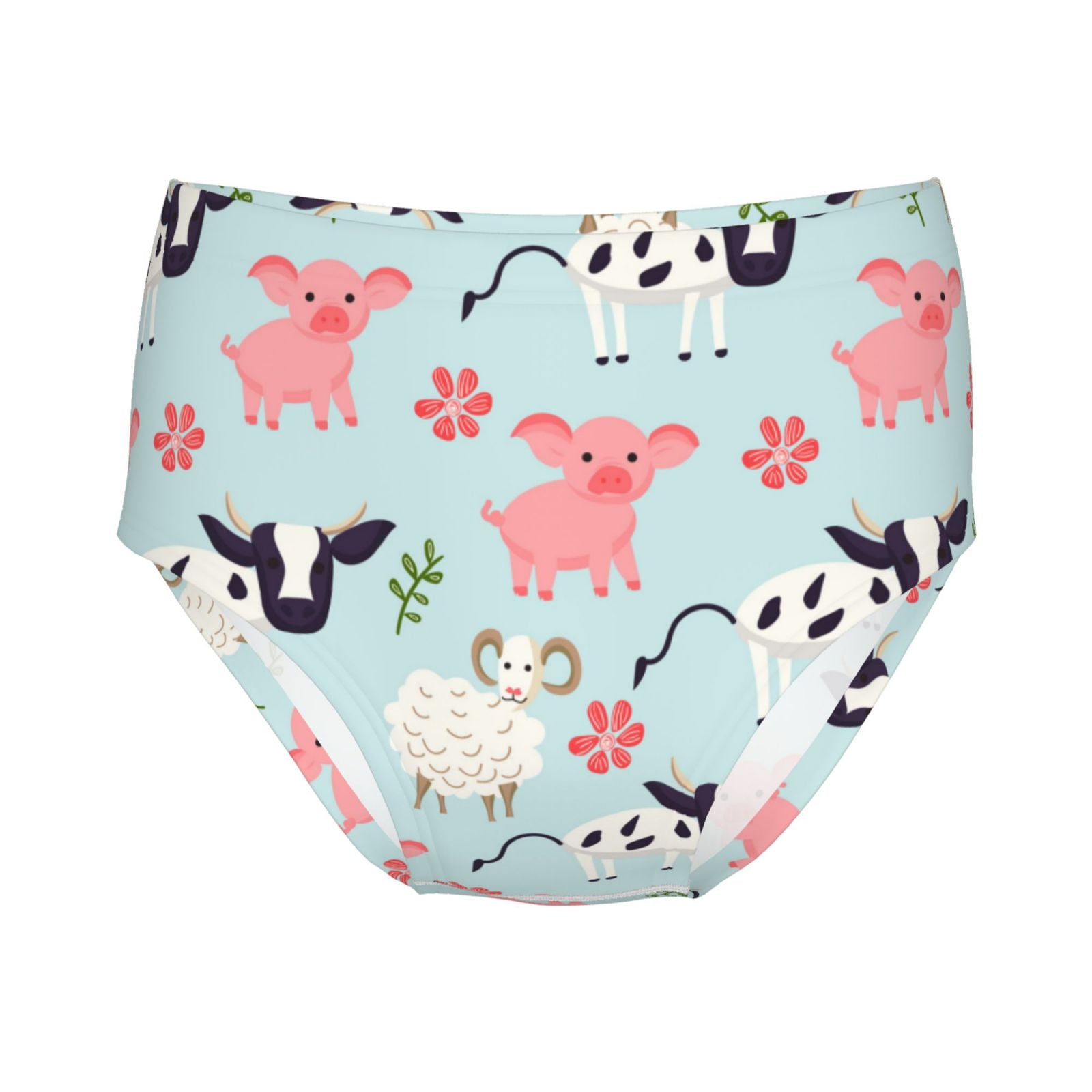 100% Cotton Girls Underwear, cute cow pig Farm animals Soft Toddler ...