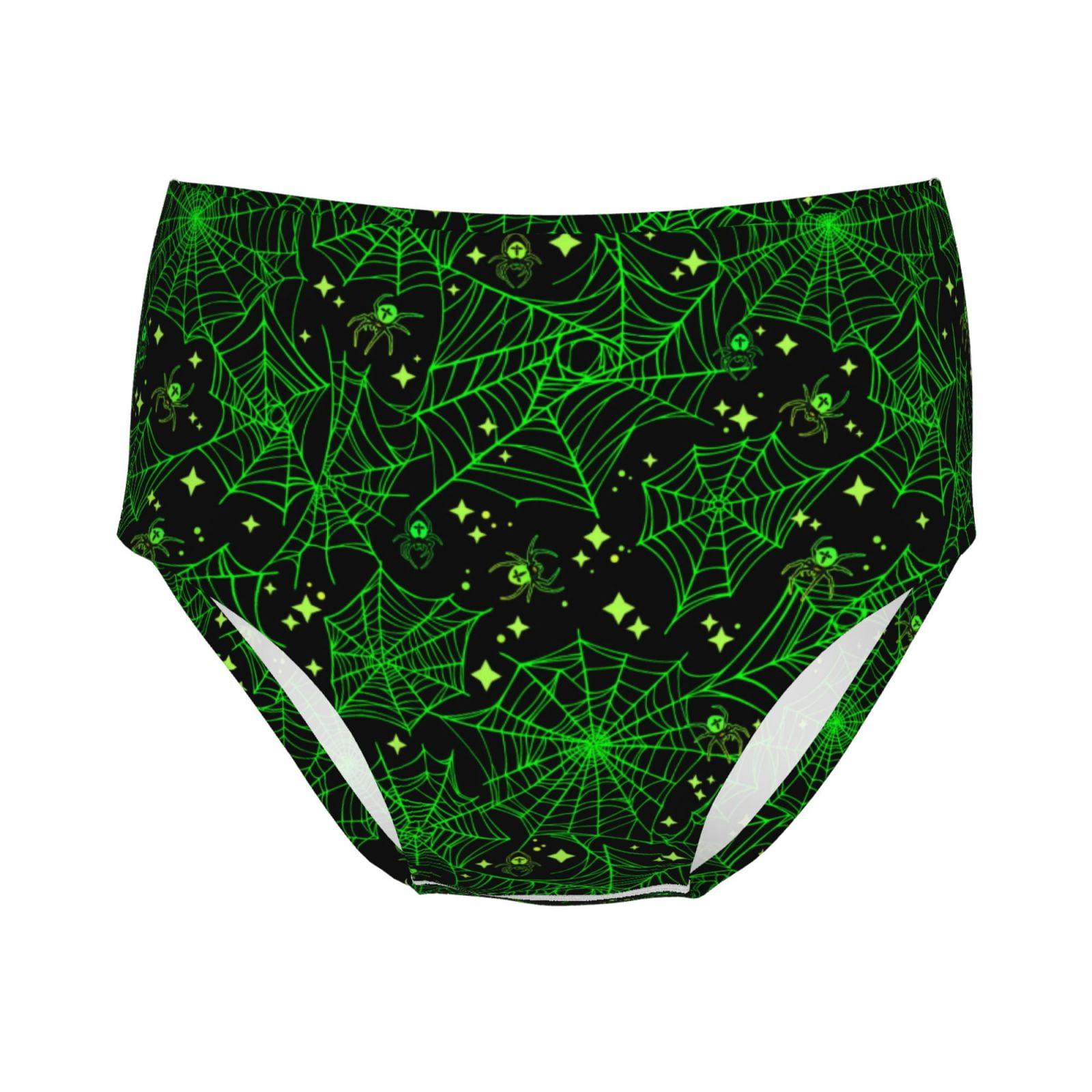 100% Cotton Girls Underwear, green bright spiders web star Soft Toddler ...