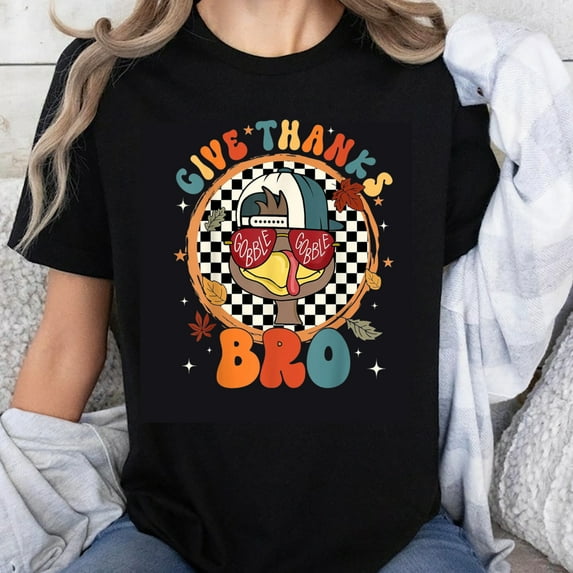 100% Cotton Give Thanks Bro Duck Thanksgiving Shirt Funny Fall Holiday ...