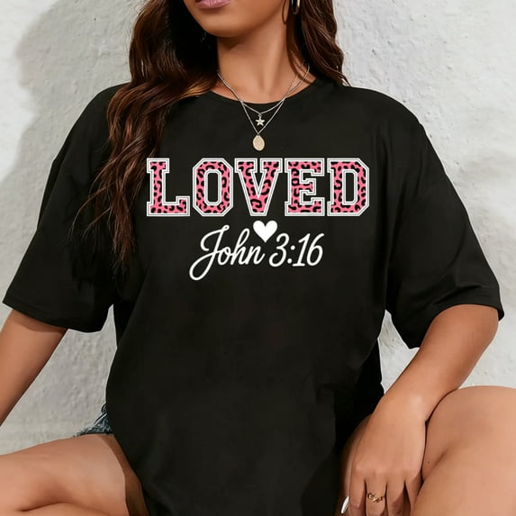 100% Cotton God Loved The World John 3-16 Christian Bible Verse T-Shirt ...