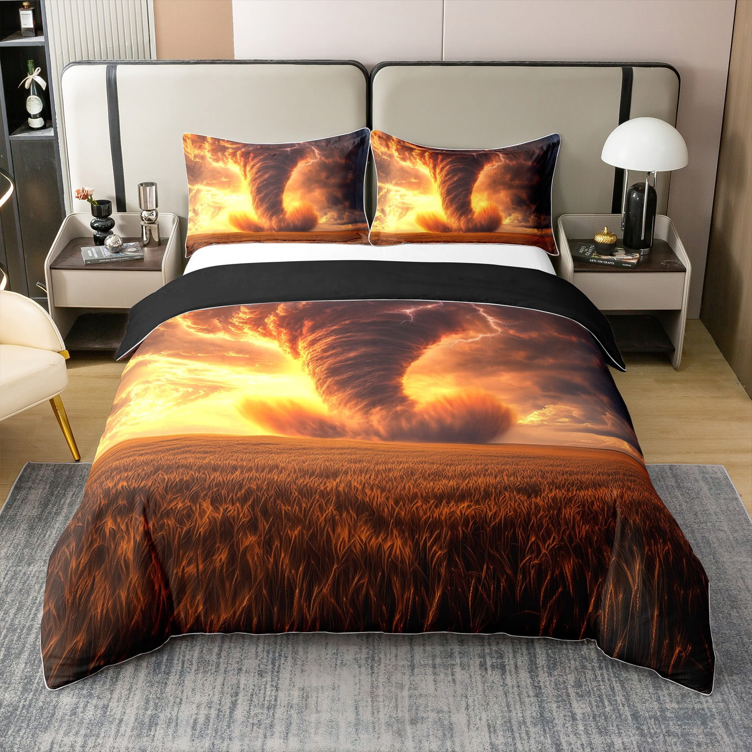 100% Cotton Golden Tornado Quilt Cover Full,Gothic Nature Disaster ...