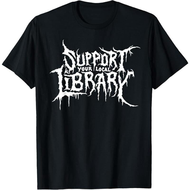 100% Cotton Gothic "Support Your Library" Vintage Distressed Tee All ...