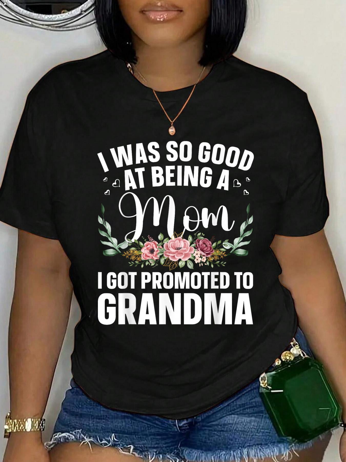 100% Cotton Grandma Art For Mom Women Grandmother Promoted To Grandma T ...