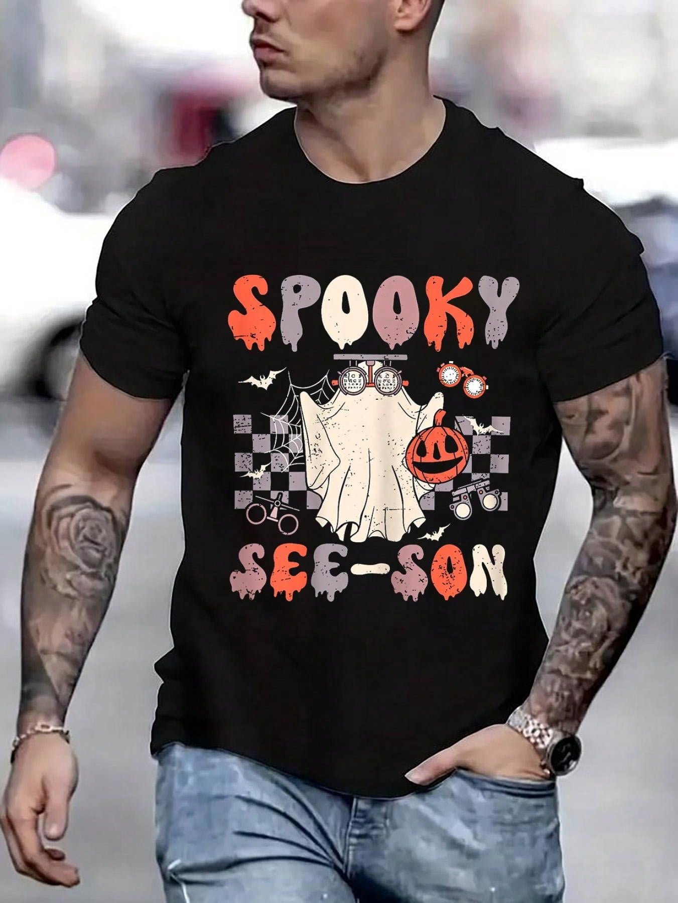 100 Cotton Graphic Tees Retro Scary Halloween Costume Apothecary O-Neck ...