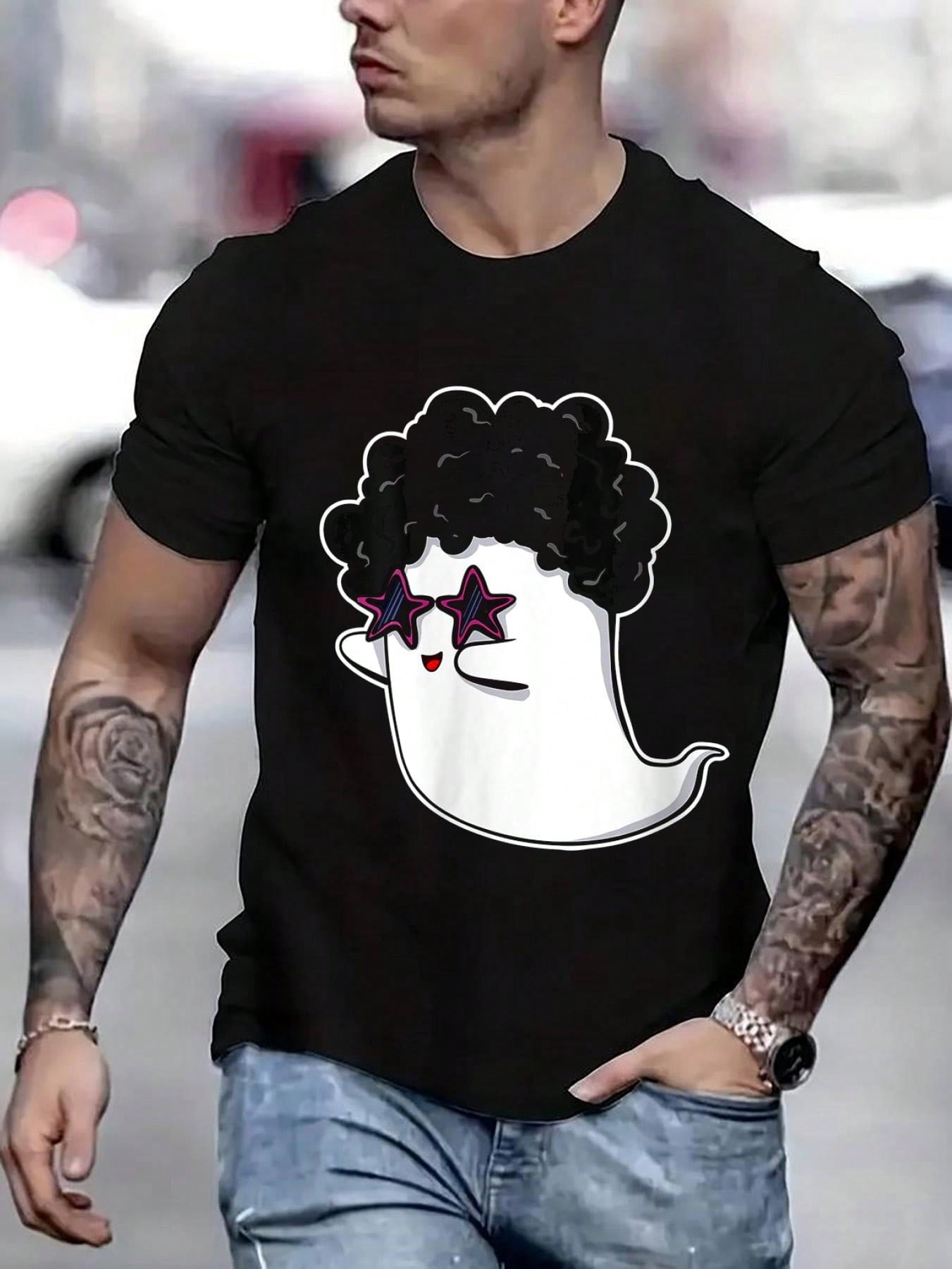 100 Cotton Graphic Tees Women Mens Funny Scary Spooky Retro Disco Ghost ...