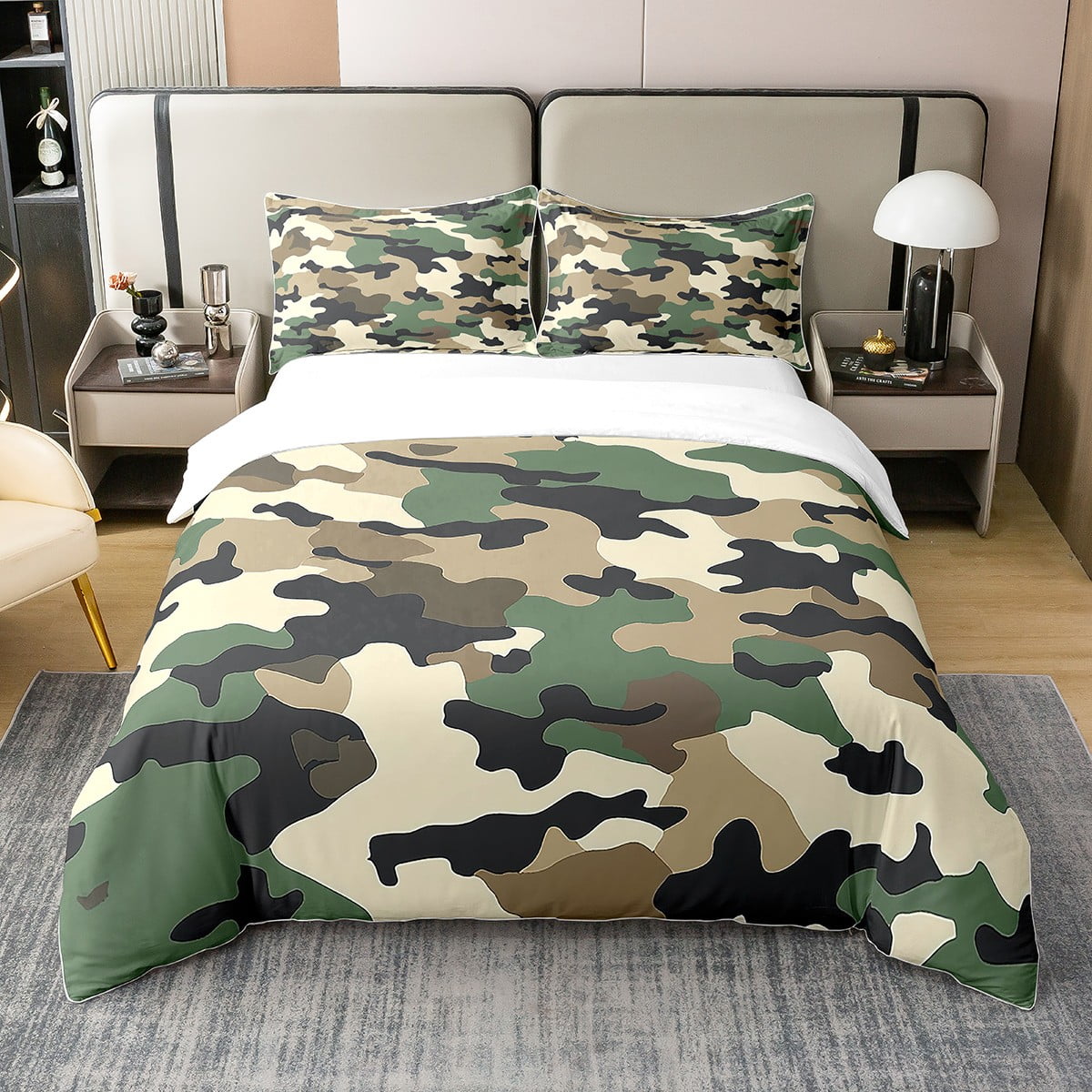 100% Cotton Green Brown Camo Duvet Cover,Abstract Camouflage Army Camo ...