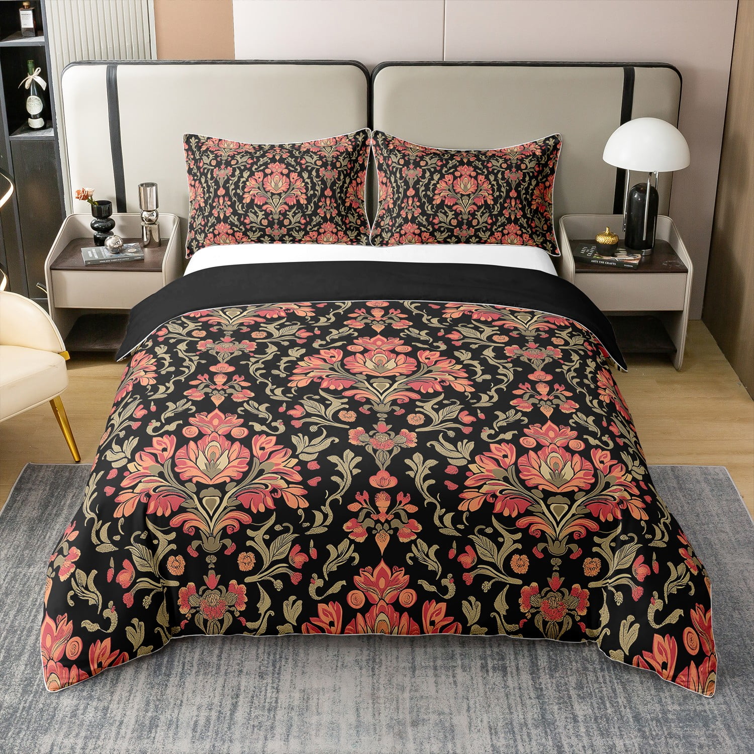 100% Cotton Groovy Flower Floral Bedding Set King,Damask Paisley ...