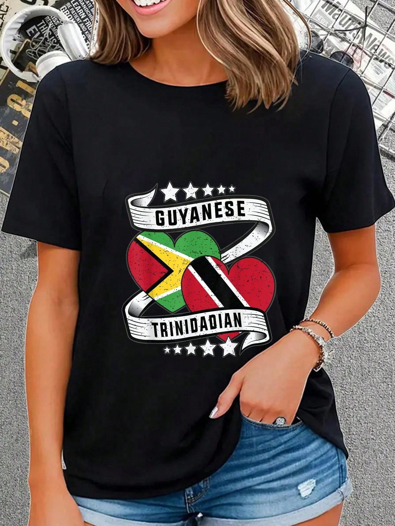 100% Cotton Guyanese And Trini Shirt Half Trinidad Half Guyana Flag T ...