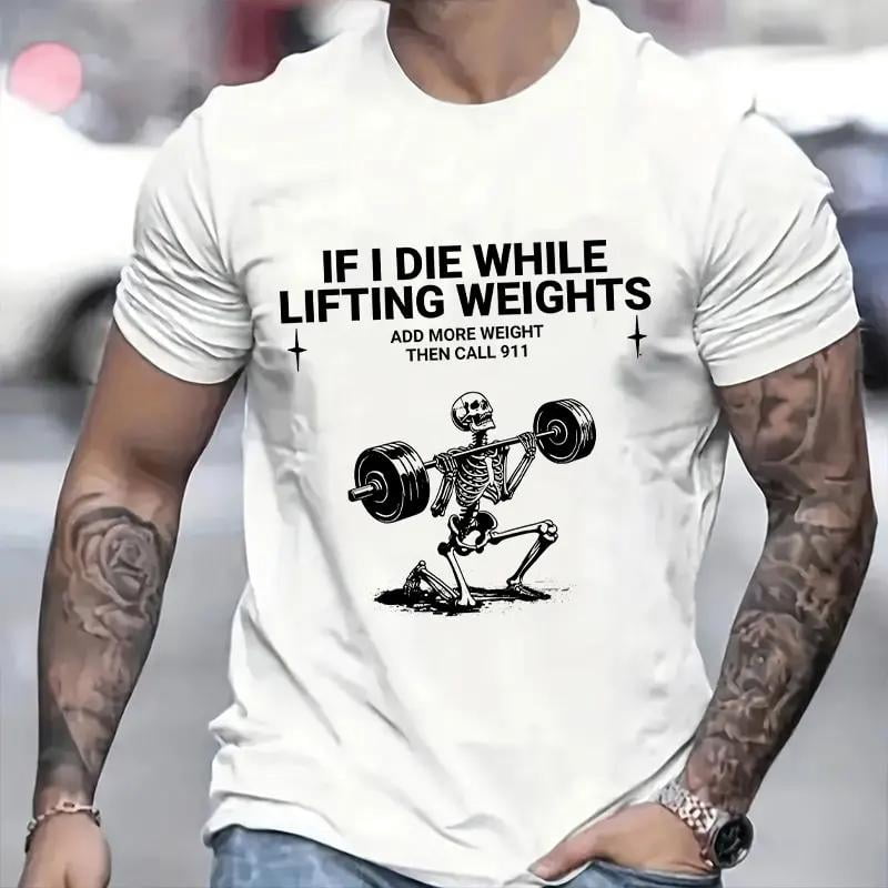 100% Cotton Gym Workout T-shirts for Men Clothing Funny Weightlifting ...