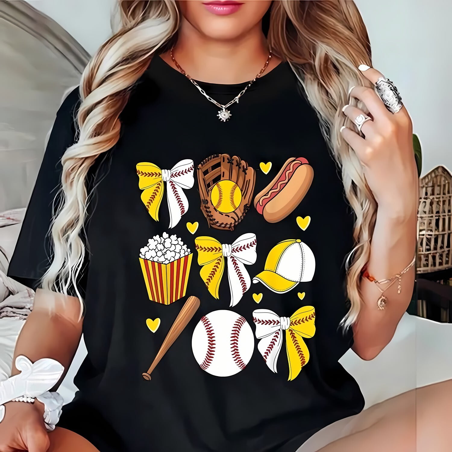 100% Cotton Half Baseball And Softball Mom Mama Life Coquette Bow Women ...