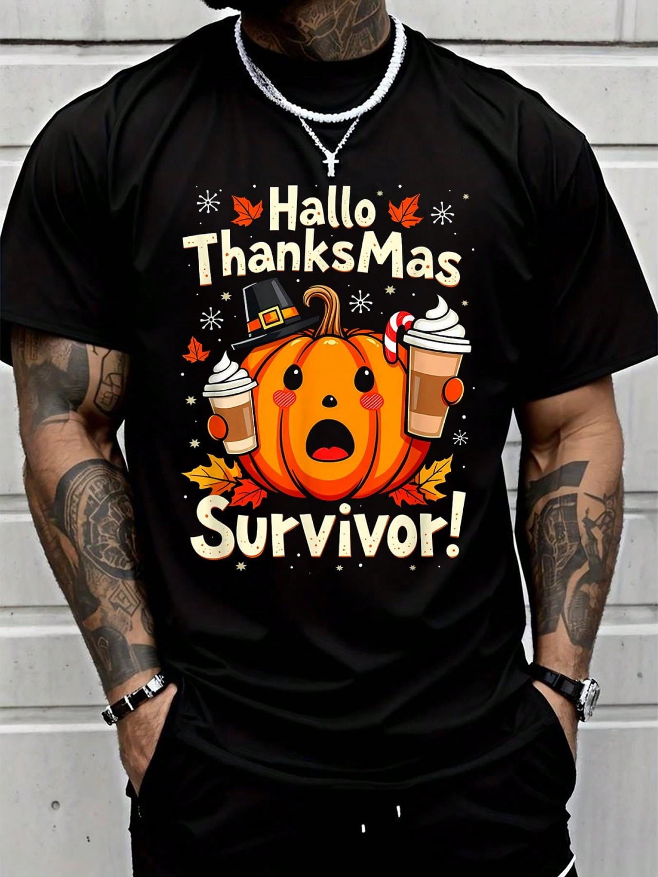 100% Cotton HalloThanksMas Funny Holiday Pumpkin Coffee Mashup T-Shirt ...