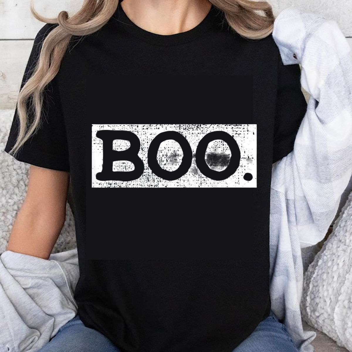 100% Cotton Halloween Boo T-Shirt for Women Men Spooky Funny Graphic ...