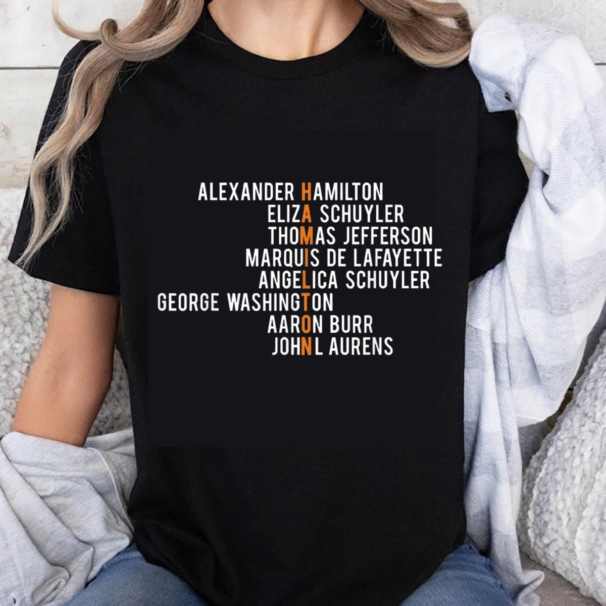 100% Cotton Hamilton Musical Characters Names T-Shirt Alexander ...