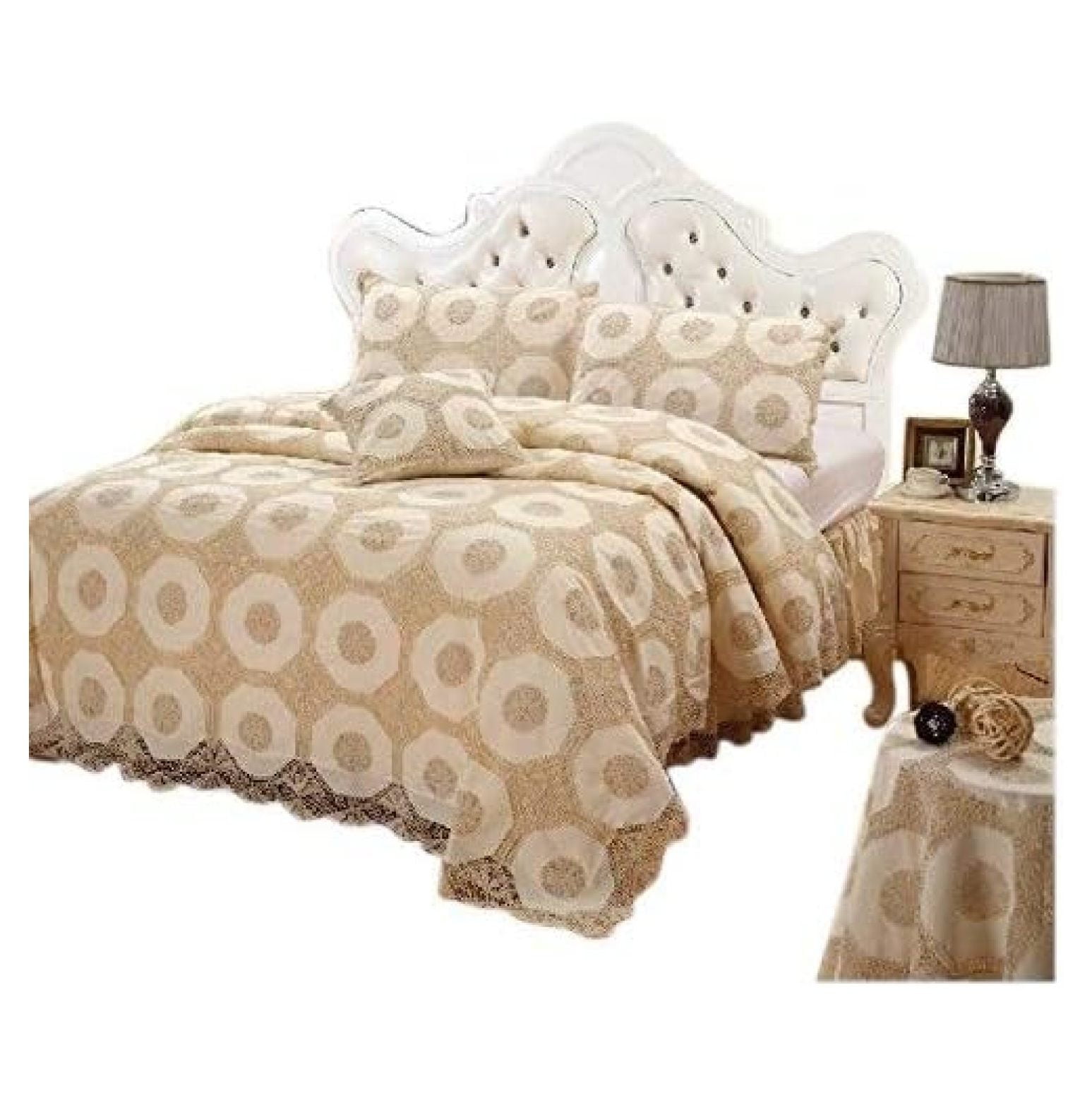 100% Cotton Hand Crocheted Lace Bedspread Bed Blanket Gorgeous Oversize ...