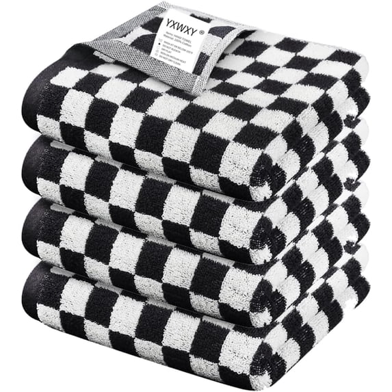 100% Cotton Hand Towels for Bathroom, Soft Absorbent Checkered Kitchen ...