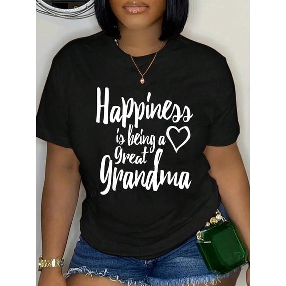 100% Cotton Happiness Is Being A Great Grandma Quote T-Shirt T-Shirt ...