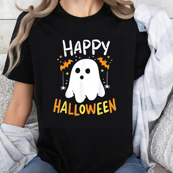 100% Cotton Happy Halloween Ghost Bats Stars - Walmart.com