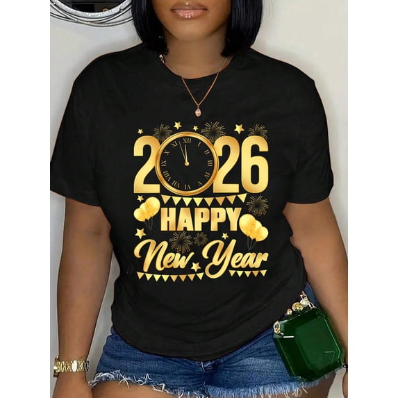 100% Cotton Happy New Year 2026 Party New Years Eve 2026 Fireworks Long ...