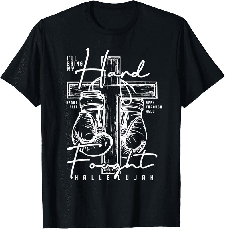 100% Cotton Hard Fought Hallelujah Trending Jesus Faith Christian Cross ...