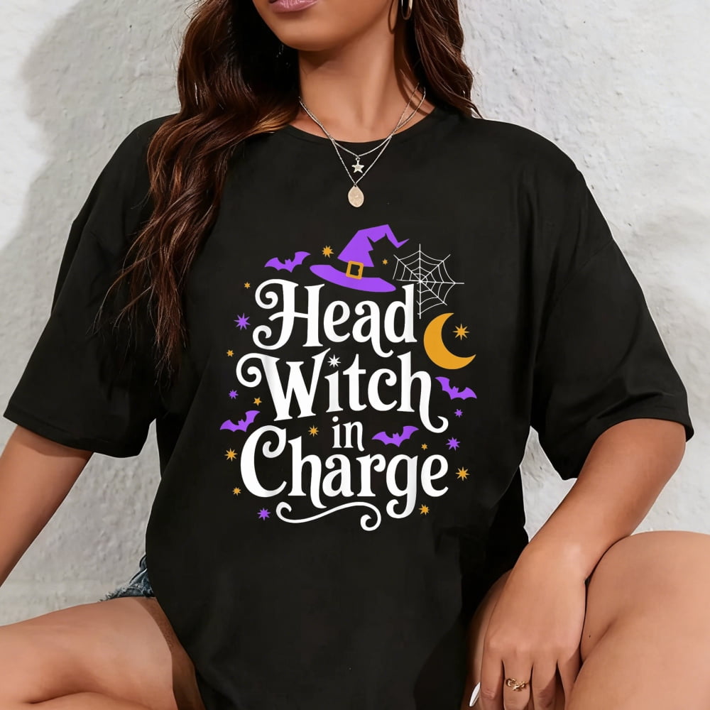 100% Cotton Head Witch In Charge Funny Halloween Costume for Witches T ...