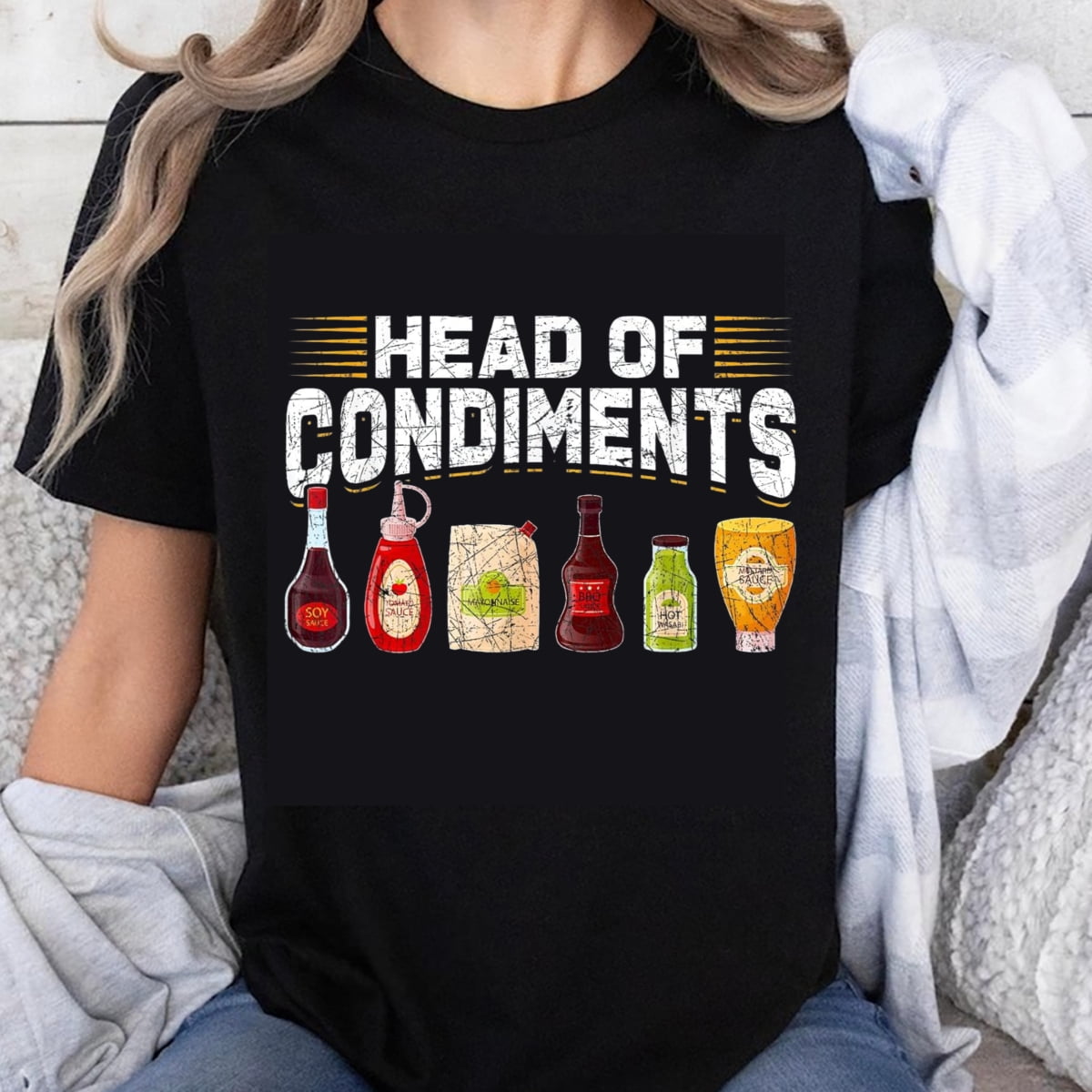 100% Cotton Head of Condiments Funny Food Lover T-Shirt with Ketchup ...