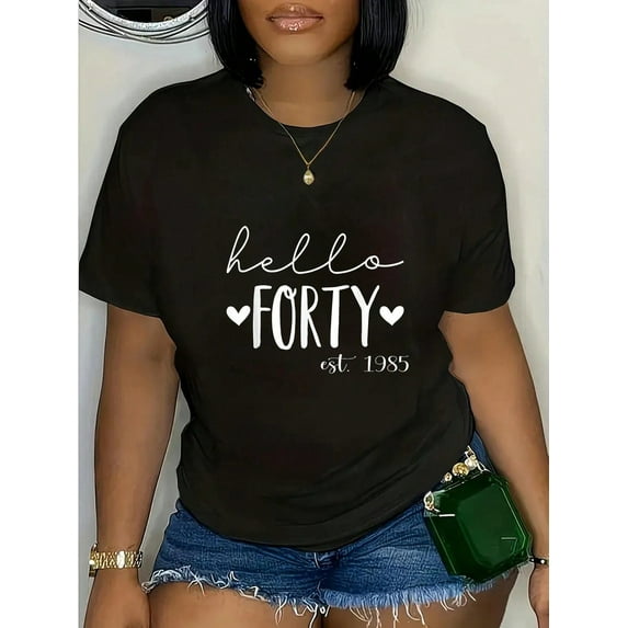 100% Cotton Hello Forty Est 1985 40 Years Old 40th Birthday For Women T ...