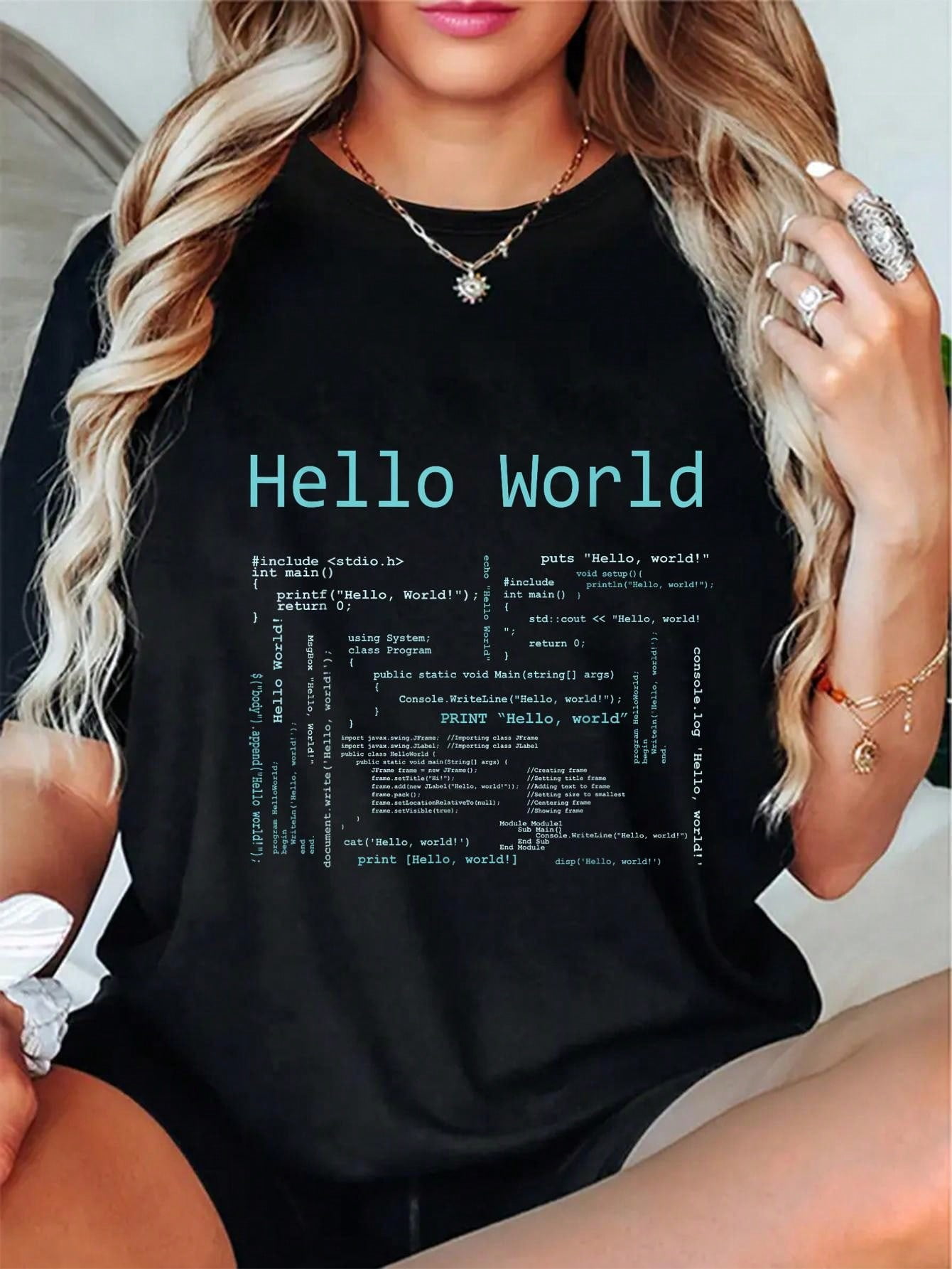 100% Cotton Hello World - Computer Programming Languages T-Shirt - Walmart.com