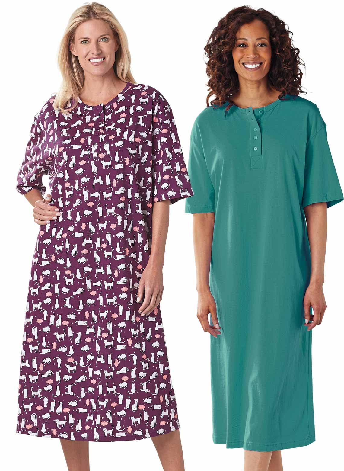 100% Cotton Henley Nightshirt by Cozee Corner - Walmart.com