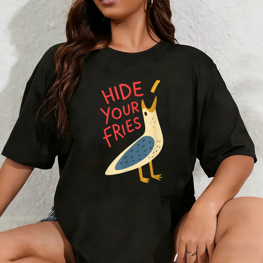 100% Cotton Hide Your Fries Funny Meme Seagull Men Women Lovers ...