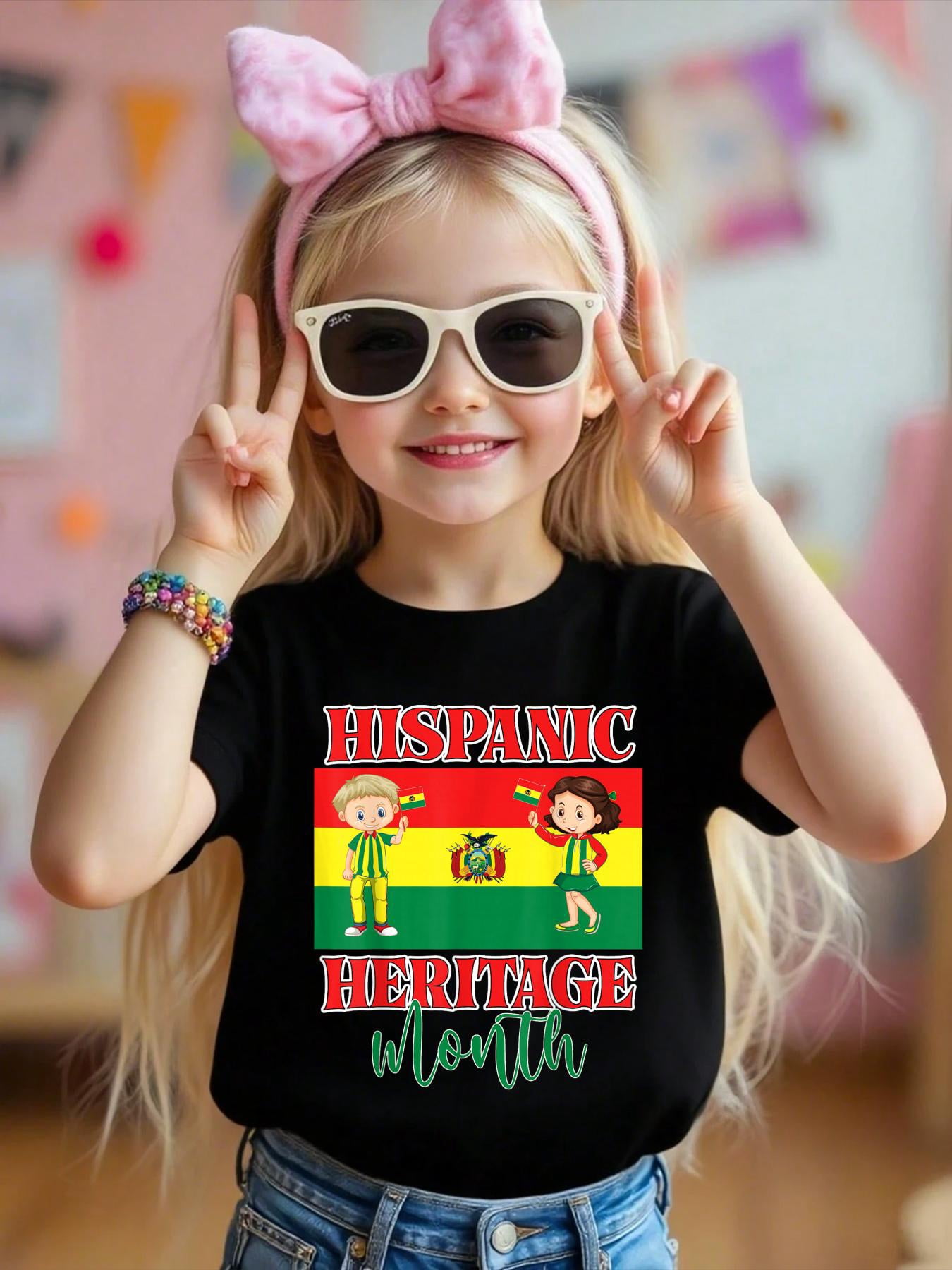 100% Cotton Hispanic Heritage Month Bolivia Latino Flag Kids Girls Boys ...