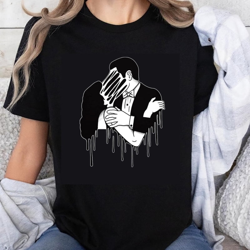 100% Cotton Horror Bride And Groom Wedding Dripping Blood Graphic ...