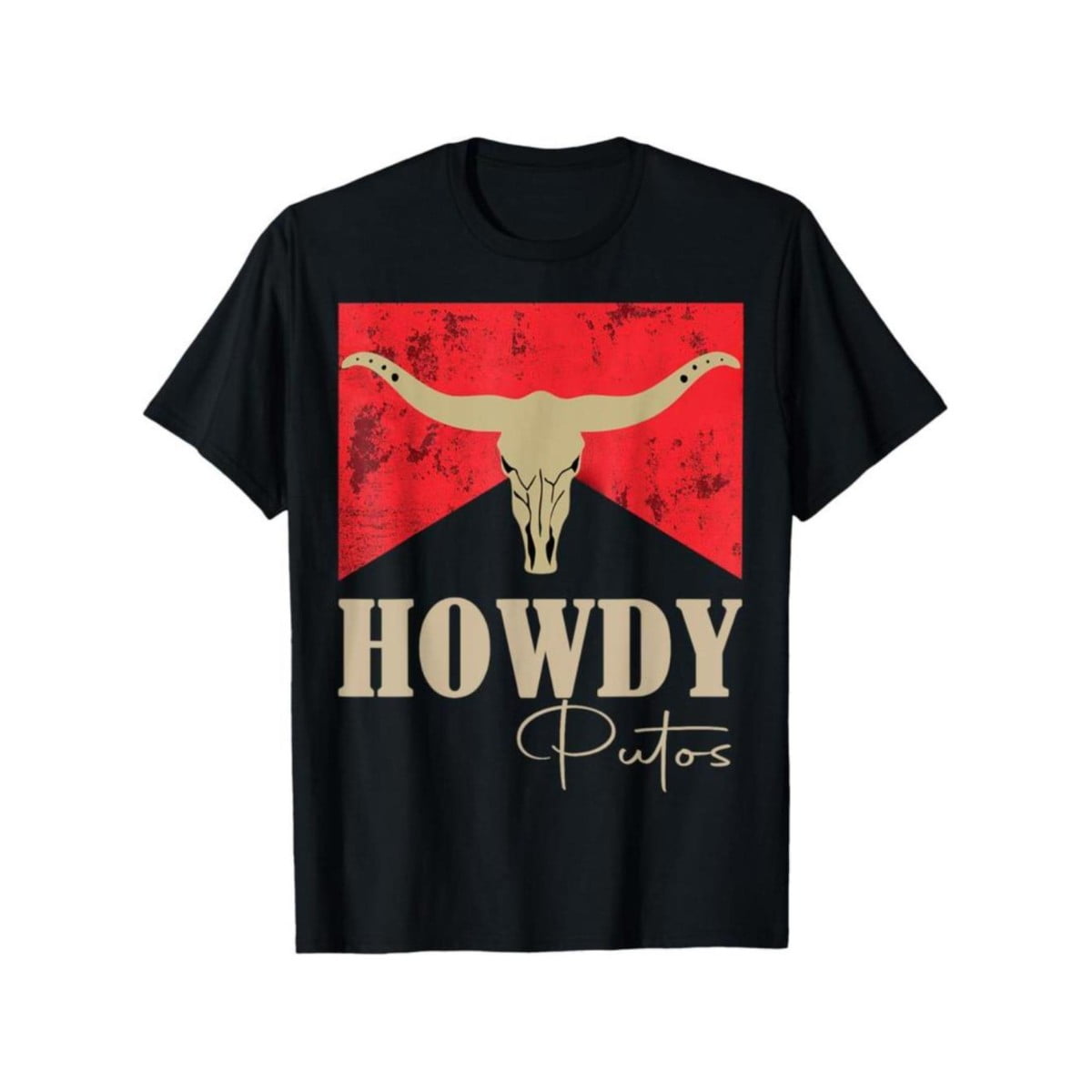 100% Cotton Howdy Putos Bull Skull Country Cowboy Western Graphic T ...