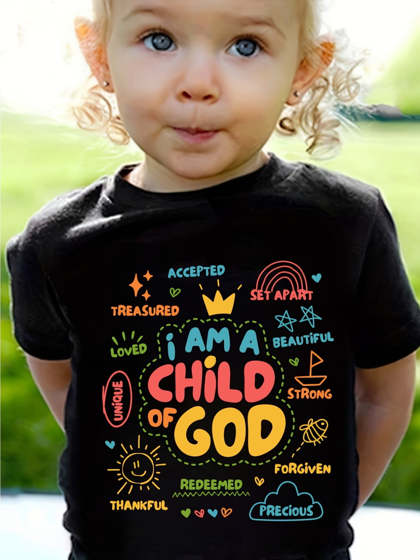 100% Cotton I AM A CHILD OF GOD Graffiti Print Short Sleeve T-shirt ...