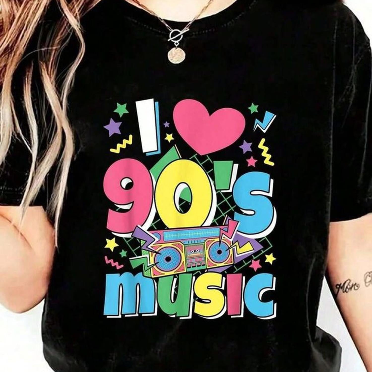 100% Cotton I Love 90s Music 1990s Theme Outfit Nineties 90's Costume T ...