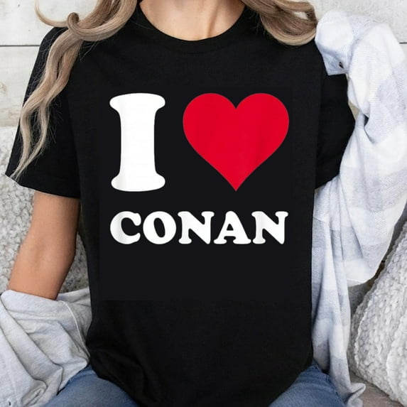 100% Cotton I Love Conan Heart Design Unisex Casual Fashion Statement T ...