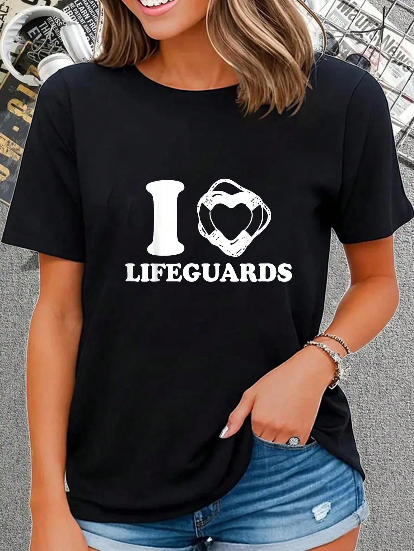 100% Cotton I Love Lifeguards Funny For Men Women T-Shirt - Walmart.com