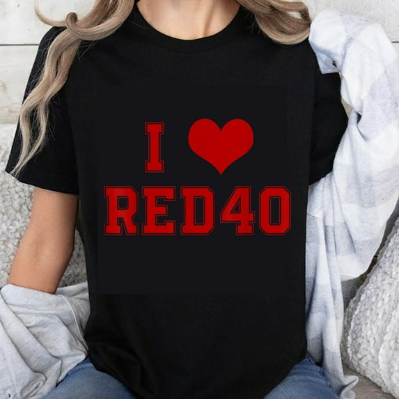 100% Cotton I Love RED40 T-Shirt Unisex Casual Graphic Tee Red Heart ...