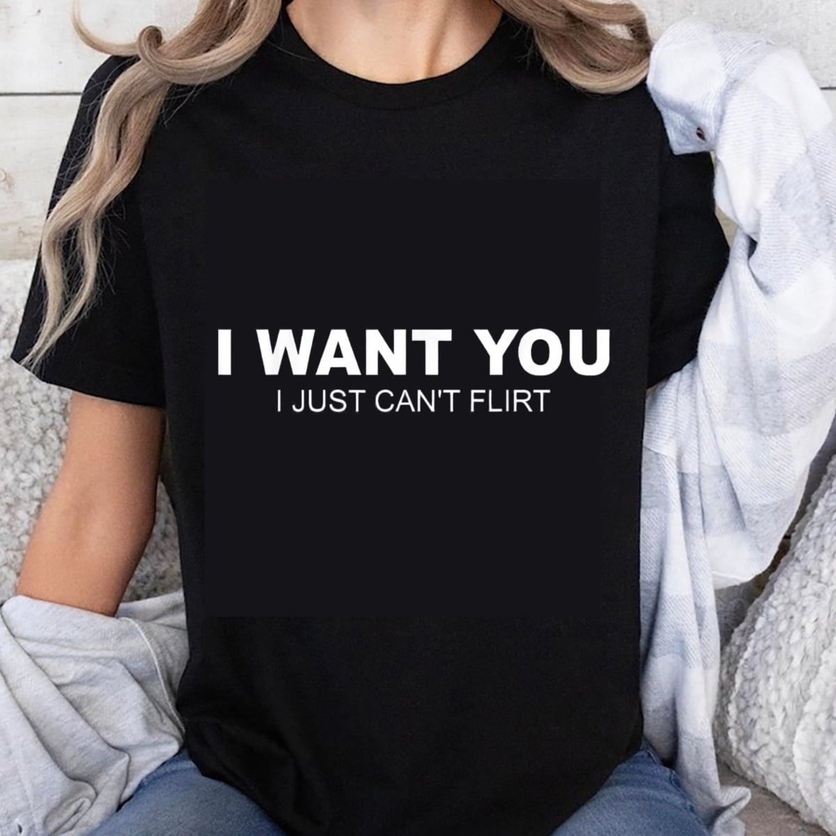100% Cotton I Want You I Just Cant Flirt Funny Tee Shirt Women Humor Casual Top Cute Graphic T ...