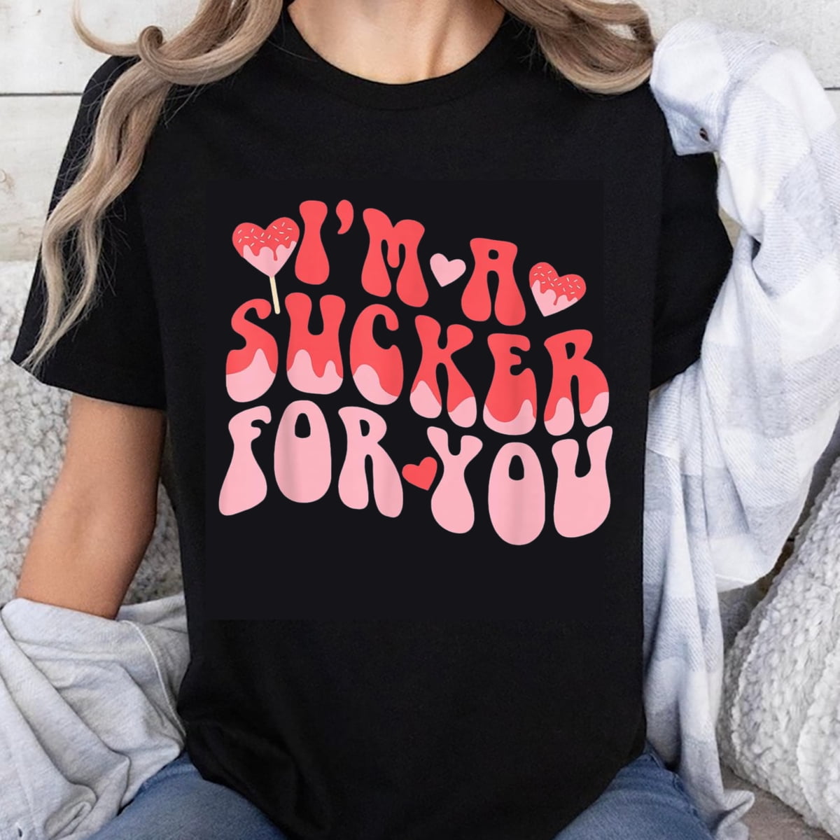 100% Cotton I'm a Sucker for You Valentine's Day T-Shirt Women Cute ...