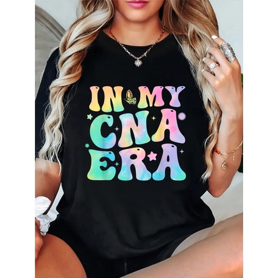100% Cotton In My CNA Era Funny Groovy CNA Nurse Life T-Shirt Women's ...