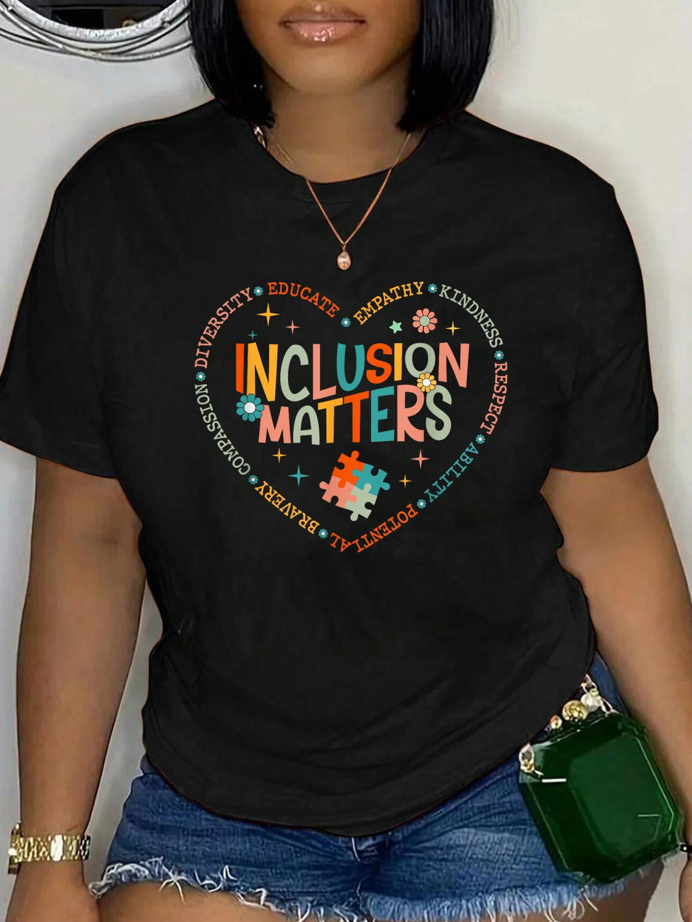 100% Cotton Inclusion Matters Autism Awareness T-Shirt Women's Men's ...