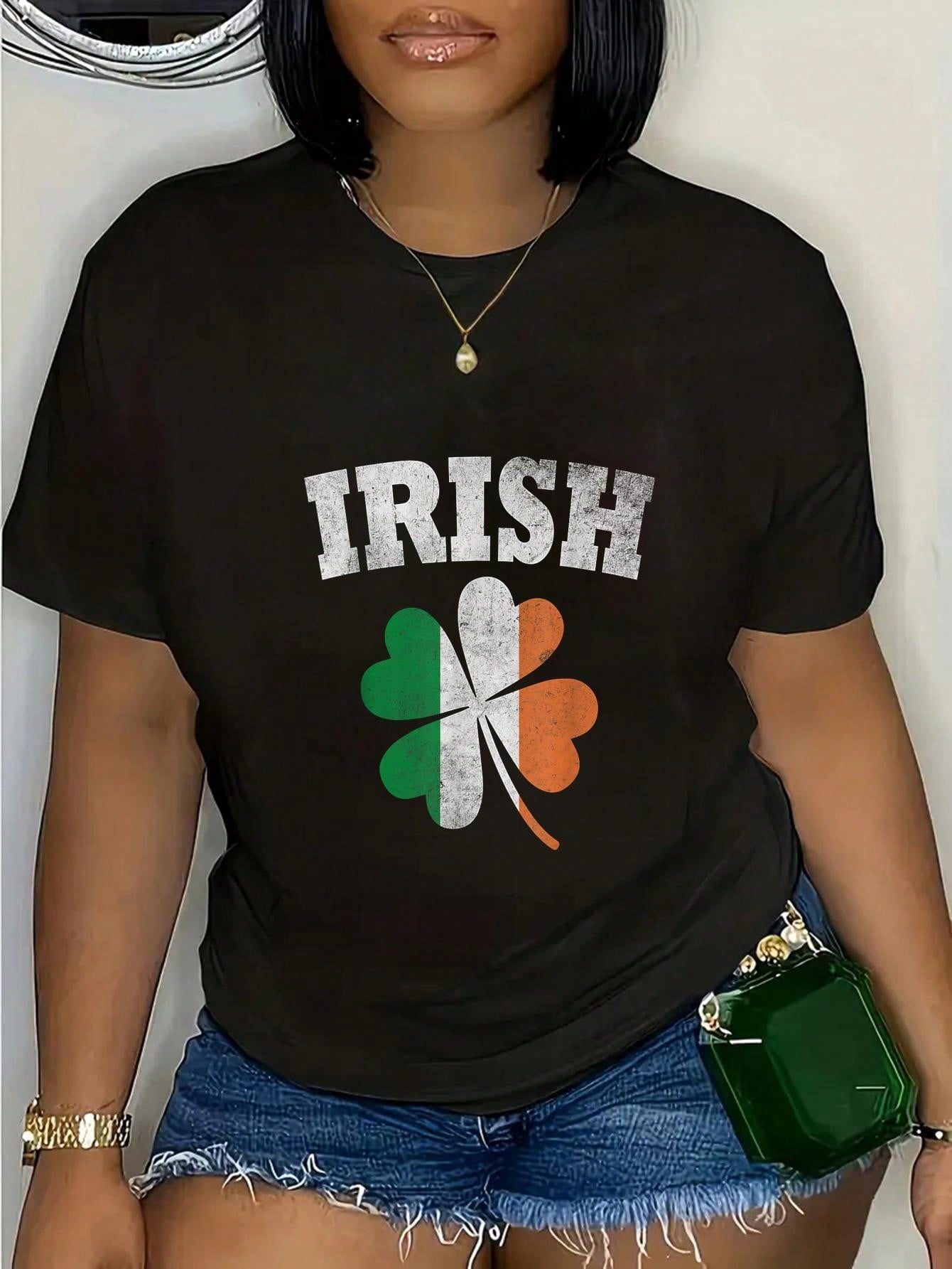 100% Cotton Ireland Flag Shamrock St Patrick's Day Lucky Clover Irish T ...